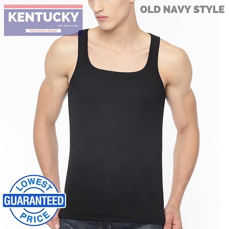 Kentucky Plain Black Old Navy Type Stretchable Sando for Adult Men ...