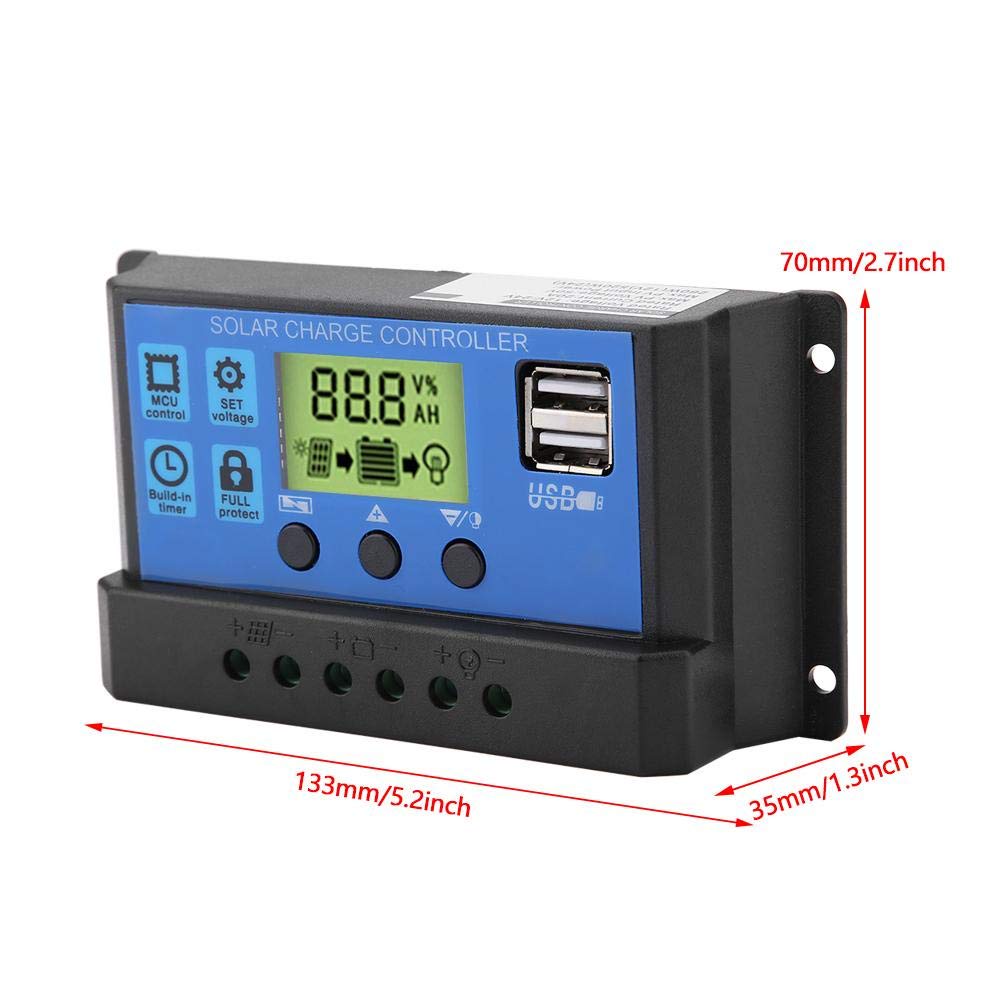 PWM 12V/24V Solar Panel Regulator Charge Controller solar battery charger LCD Display USB ...