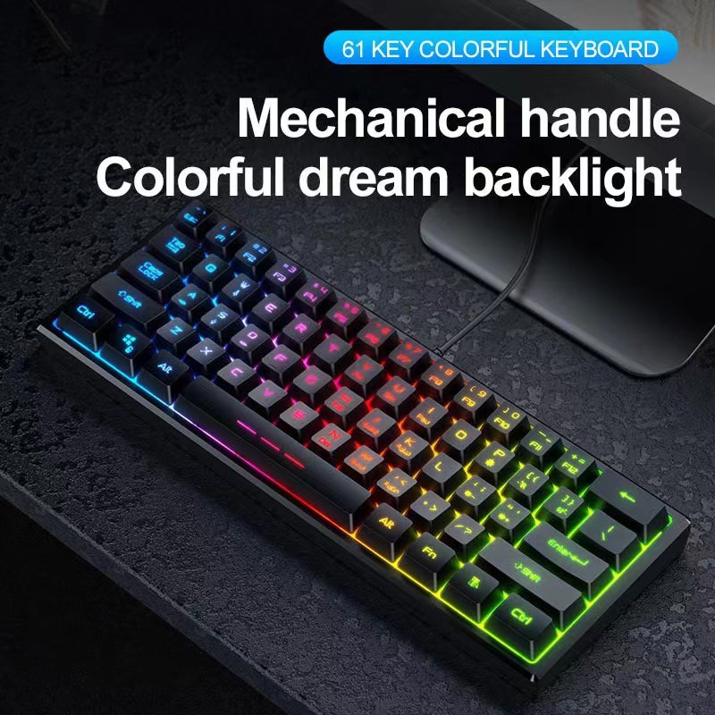 61- Key Mechanical Gaming Keyboard 20 Modes RGB Backlight Hatswappable ...