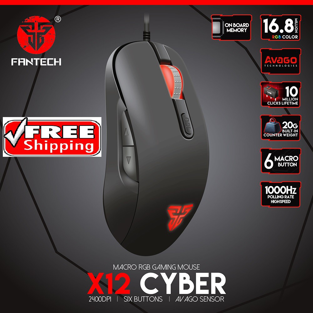 100% LEGIT FANTECH X12 CYBER MACRO RGB GAMING MOUSE | Shopee Philippines