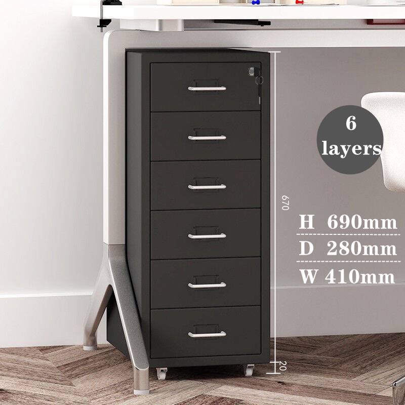 3/5/6 Layer Metal Drawer Storage Home Office Lock Drawer File Cabinet ...