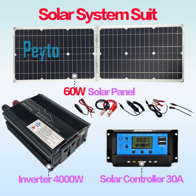 Peyto 4000W Peak power 12V DC to 220V AC solar power inverter LED ...