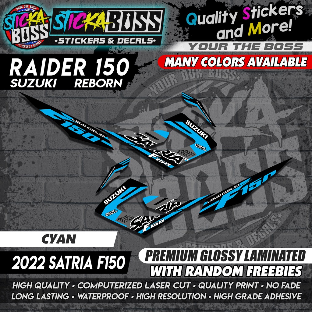 Suzuki Raider 150 Reborn Stock Decals CYAN ( 2022 Satria F150 )【WITH ...