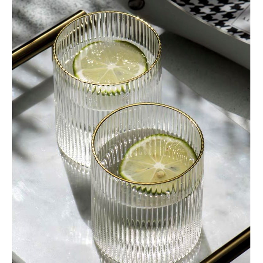 Alleyton Glass / Drink Container / Glass / Clear Glass gold rim ...