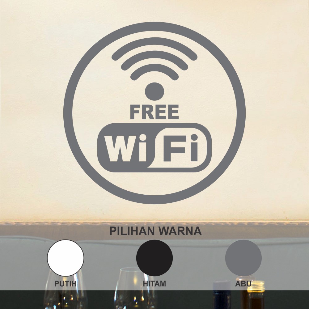Cutting Sticker Free Wifi Round Glass Sticker Cafe Resto Wall Sticker ...