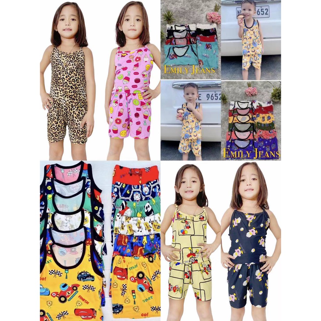Kids Terno Sando Cartoon Character cotton spandex Terno sando. | Shopee ...
