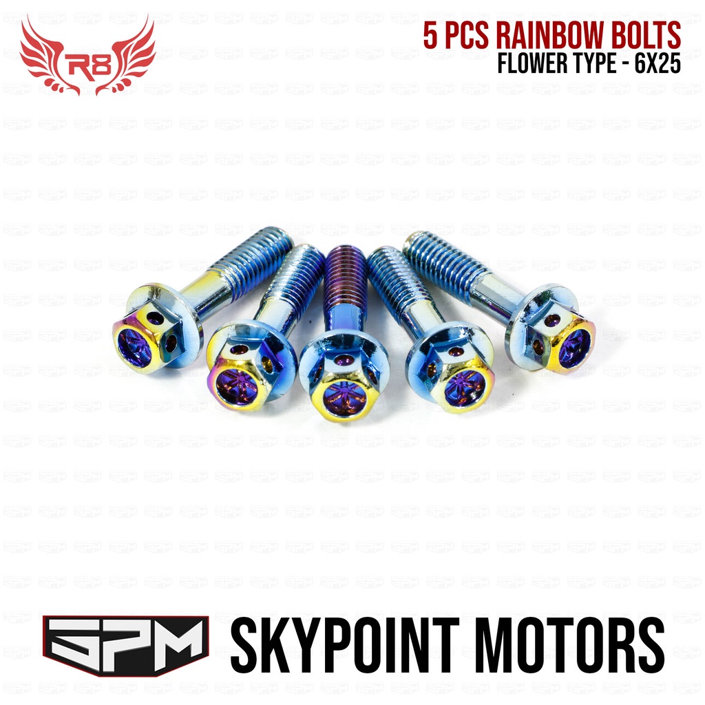 R8 RAINBOW BOLTS FLOWER TYPE 6X25 (5PCS ) (9855-825) | Shopee Philippines
