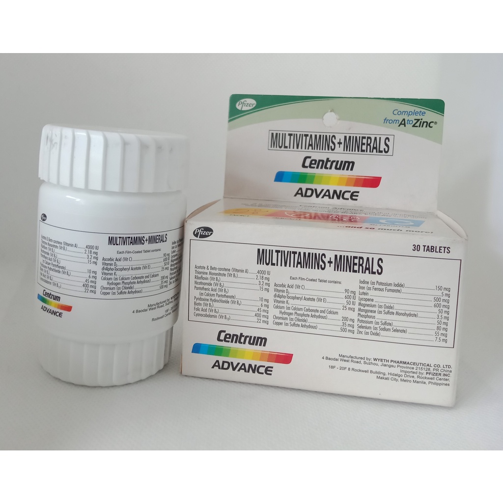 CENTRUM ADVANCE (MULTIVITAMINS + MINERALS) TABLET 30's | Shopee Philippines