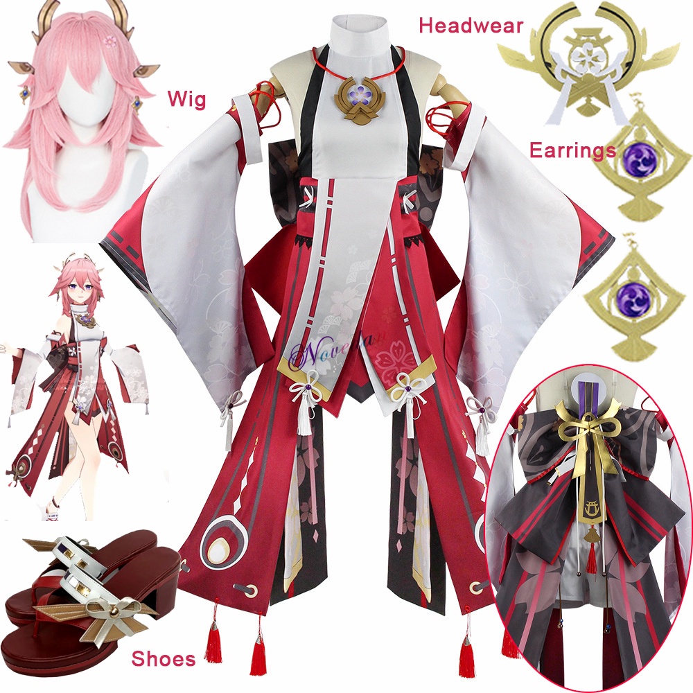 `Genshin Impact Yae Miko Cosplay Costume Guuji Yae Fancy Dress Full Set ...
