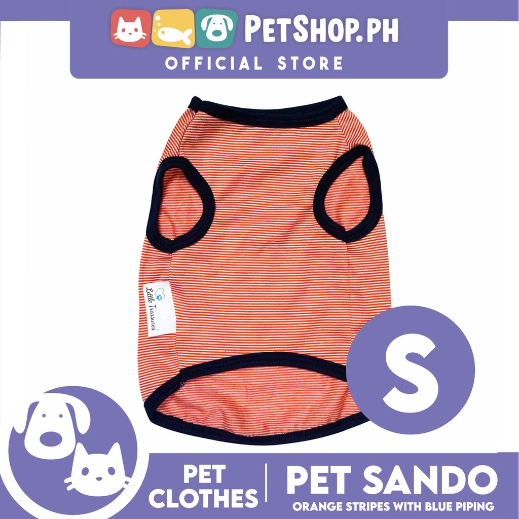 Pet Sando Orange Stripes with Blue Piping (Small) Pet Shirt Clothes ...