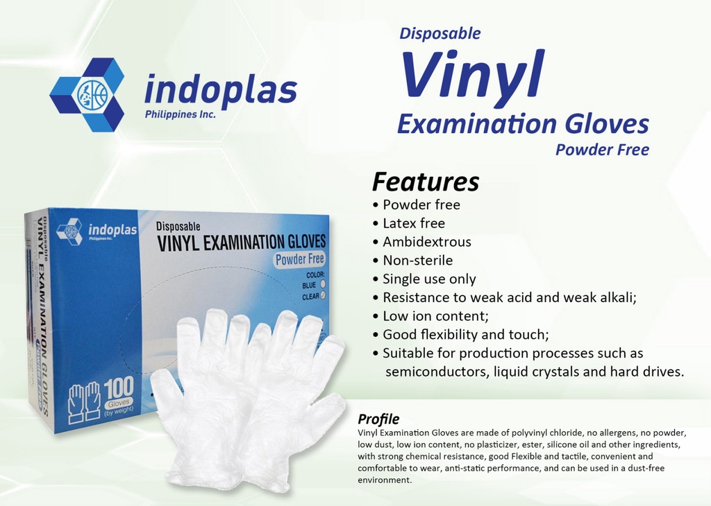 Indoplas Vinyl Examination Gloves (Large) - 1 Box | Shopee Philippines