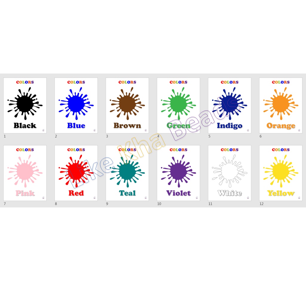 Laminated Charts Color Educational Charts for kids, 12 pieces (8 ...