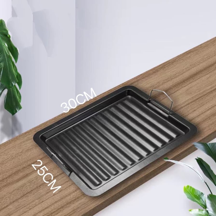 Non-Stick Grill Pan with Dual Handles Barbecue Frying Rectangle Griddle ...