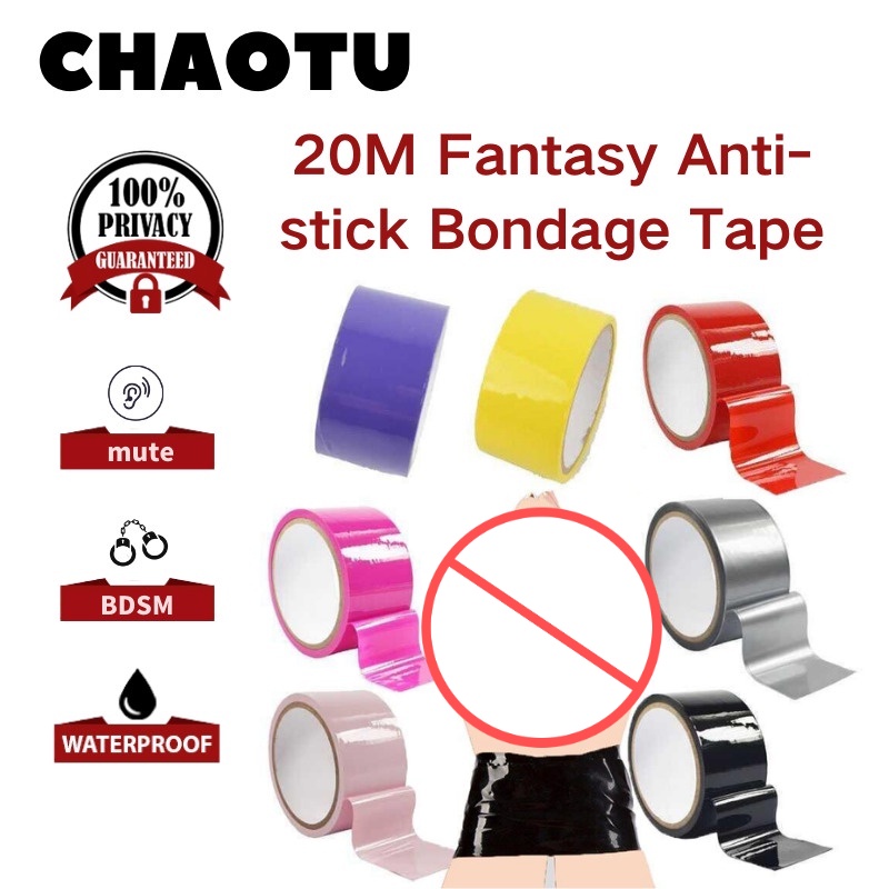 20M Fantasy Anti-stick Bondage Tape Slave PVC Restraints Bondage Kit ...