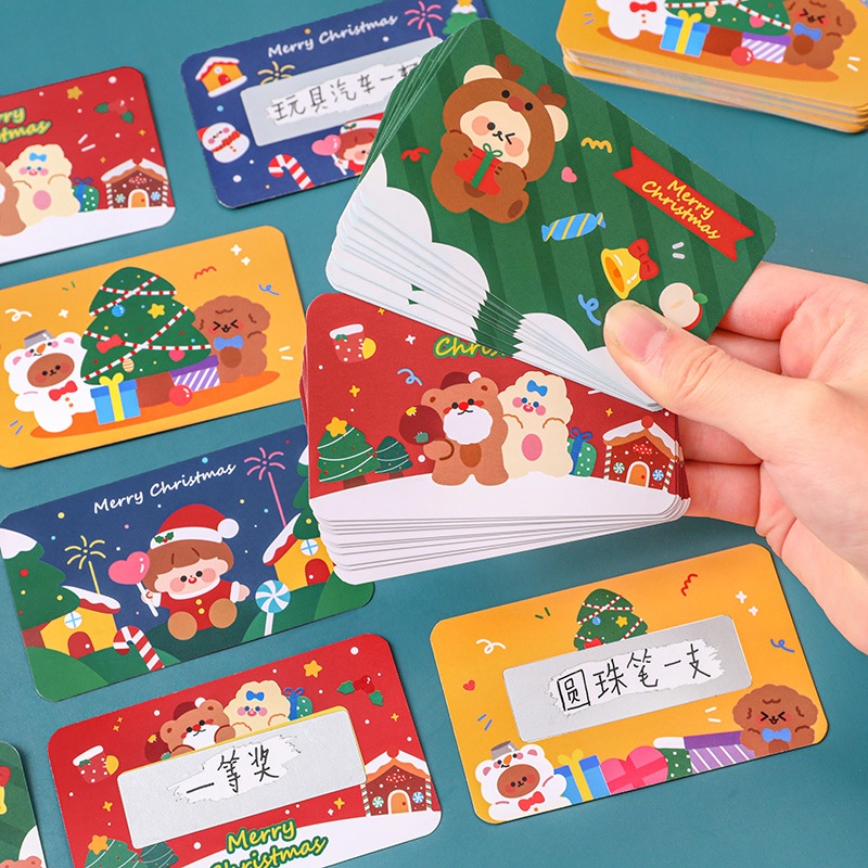 20pcs Cartoon Christmas Series Scratch Card Activity Handwritten ...