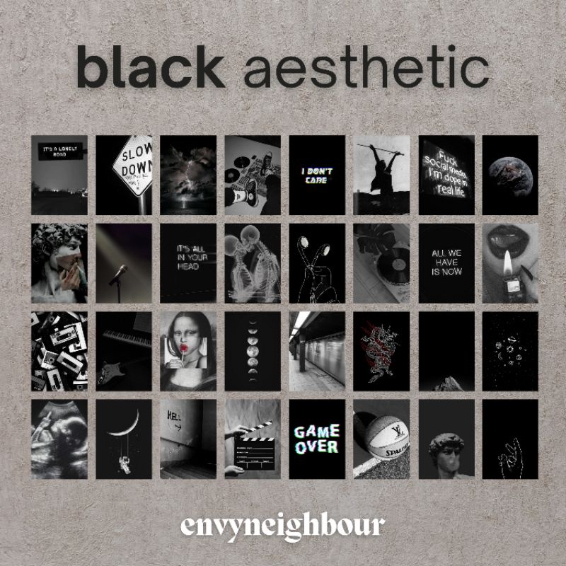 Aesthetic Black Wall Poster (32Pcs Contents) | Shopee Philippines