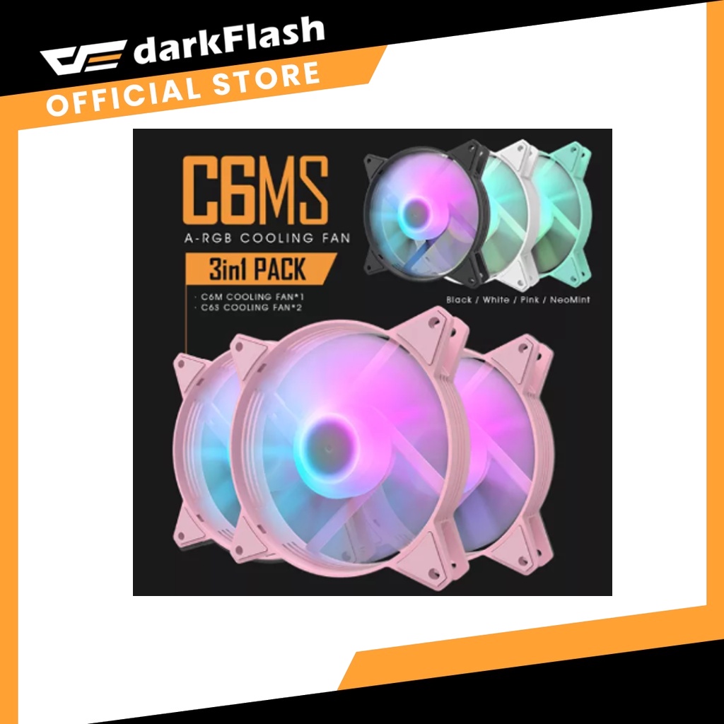 darkFlash C6MS 3in1 Pack Combo Aurora spectrum ARGB 5V3PIN fans (pink ...