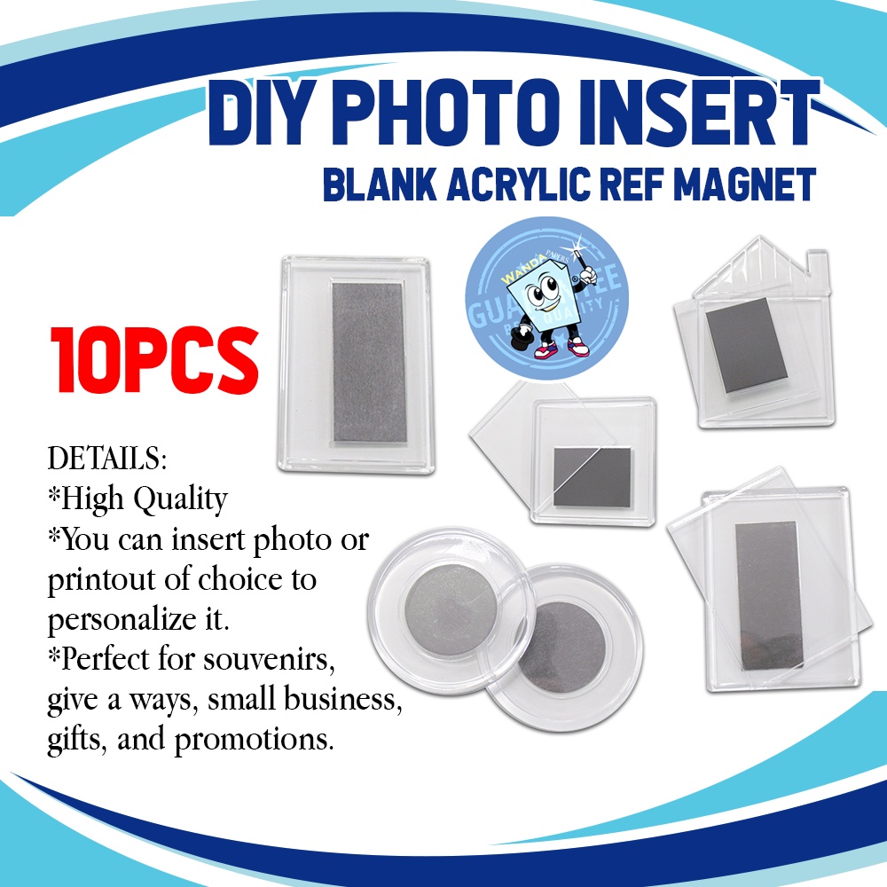 10pcs Blank Round Rectangle Square shape Acrylic Ref. Magnet for photot ...