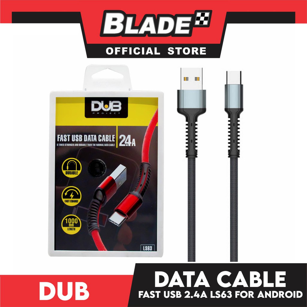 Dub Data Cable Fast USB 2.4A 1000mm LS63 (Grey) for Android | Shopee ...