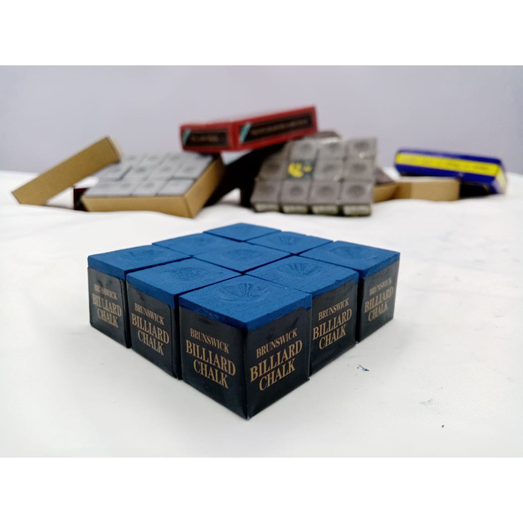 12 PCS PCS BRUNSWICK BLUE BILLIARD CHALK /TISA NG TAKO SA BILYARAN/ COD ...
