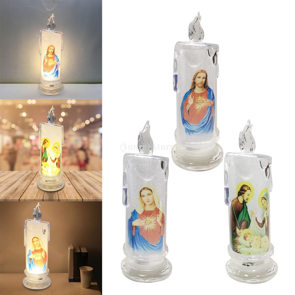 Electric Led Tealight Pillar Light, Creative Prayer Candle Battery ...