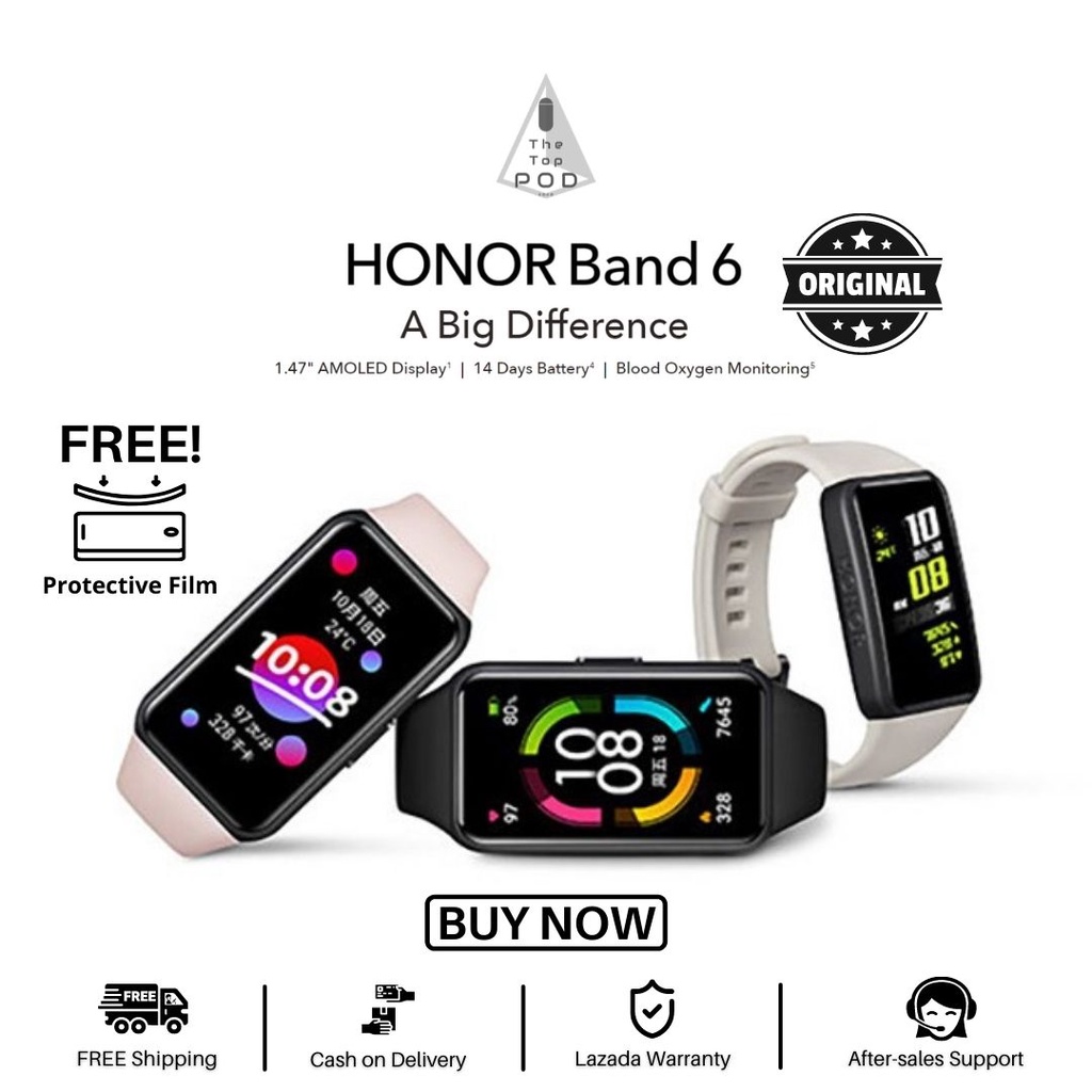 The Top Pod Band 6 Smartwatch 1.47 Inch AMOLED Touch Screen Sports ...
