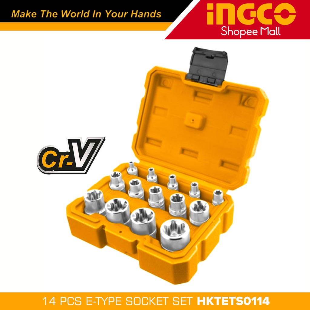 Ingco 14pcs E-Type Socket Set With Case HKTETS0114 IHT | Shopee Philippines