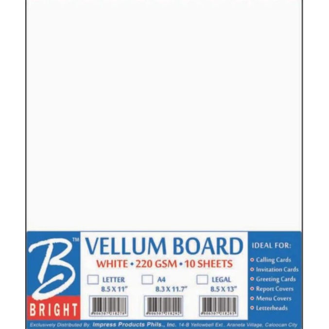 50 sheets Vellum Board Specialty Paper (Short, A4, Long) | Shopee ...
