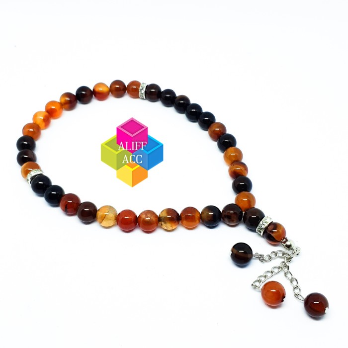 Sulaiman honey agate natural stone rosary 33 grains 8 mm original ...