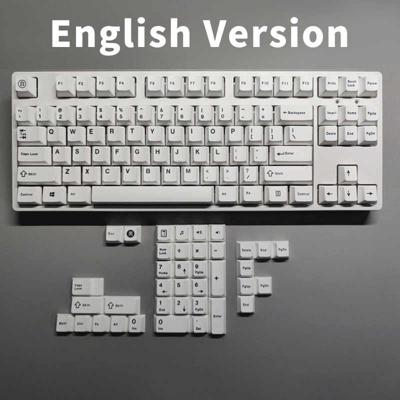 [In stock] minimalist white Keycaps 125 Keys PBT Material Cherry ...