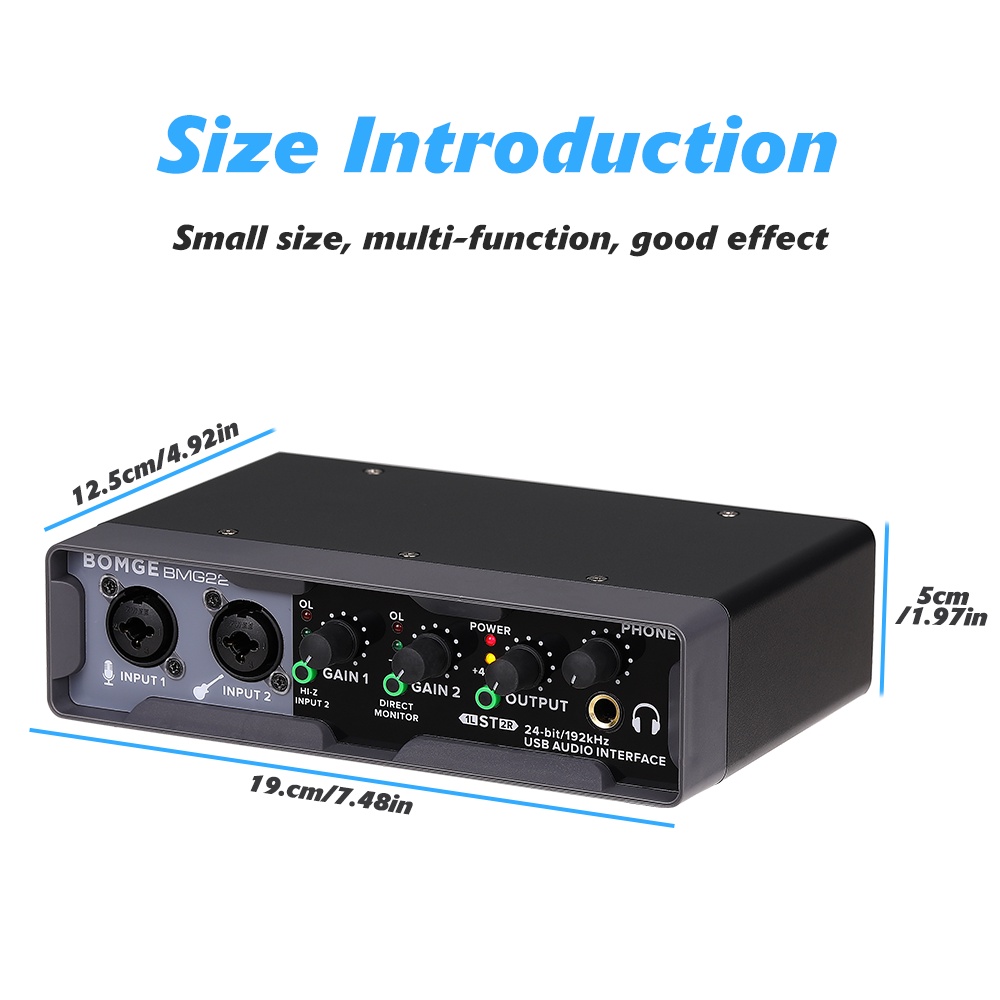 BOMGE USB Audio Interface(24 bit/192 kHz) with XLR, phantom power , Direct Monitoring , Loopback ...