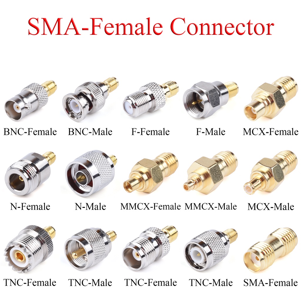 5Pcs RF Coaxial Connector SMA Female to BNC TNC MCX MMCX UHF N F Male Plug / Female Jack Adapter ...