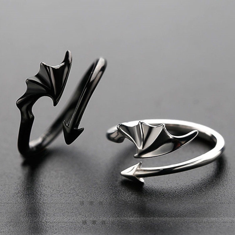 Devil And Angel Dark Punk Gothic Dragon Lovers Tail Ring Fashion Ring ...