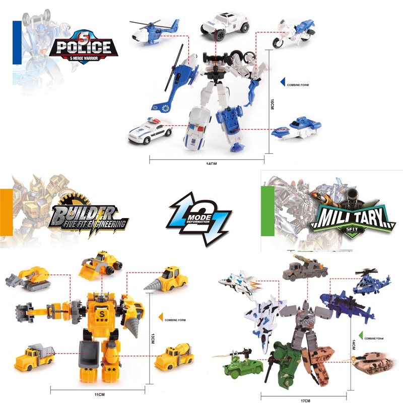 5 in 1 Combination Vehicle Tank Combination Helicopter Robot ...