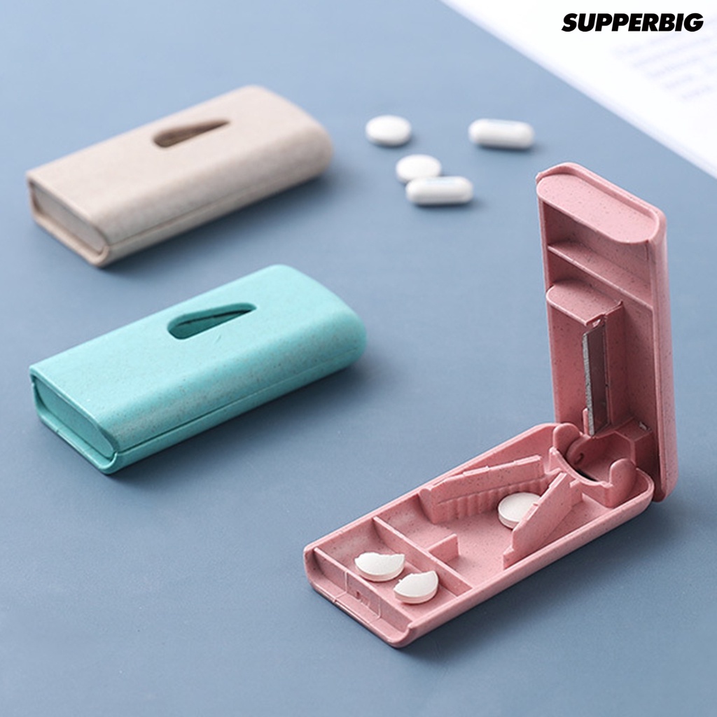(si) Pills Splitter 2 in 1 Function Anti-slip Portable Tablet Pill ...