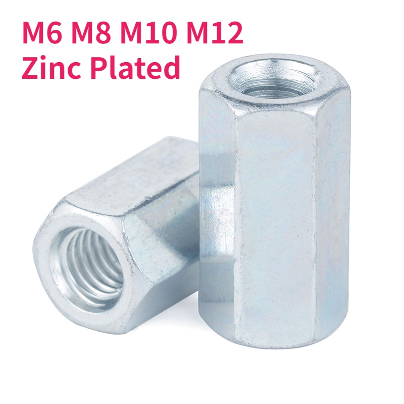 M6 M8 M10 M12 Zinc Plated Hexagon Hex Extend Long Rod Connector Joint