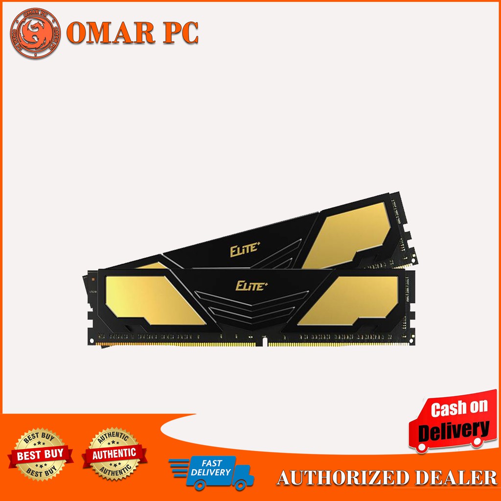 TEAM ELITE PLUS DESKTOP MEMORY 8GB RAM DDR4 (RED/GOLD) | 3200MHz (RED ...