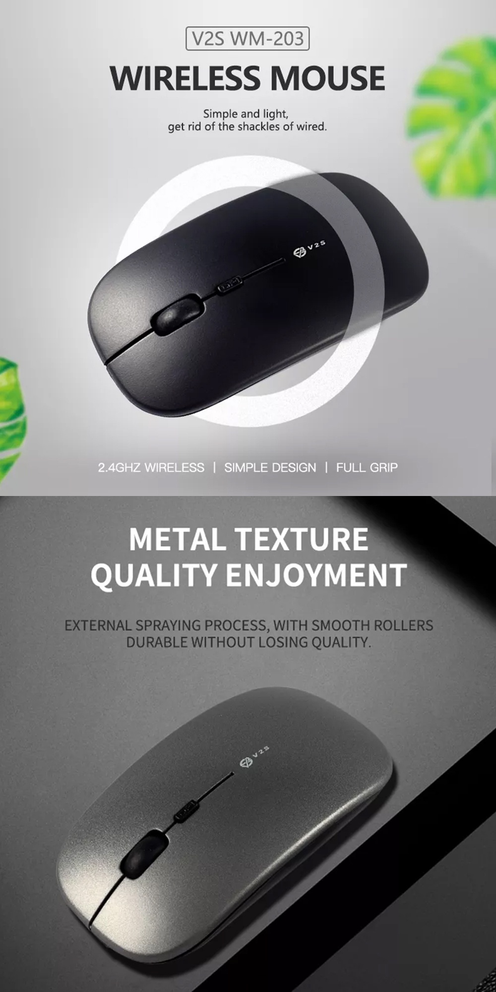 V2S WM-203 Wireless Mouse | 2.4G Wireless Transmitter | Compact ...