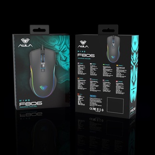 Aula F806 2400DPI RGB Backlight Macro 7 Buttons Optical Gaming Mouse ...
