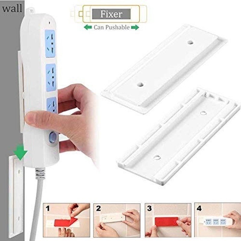 Non-Marking Wall-Mounted Row Plug Holder Fixed Socket Storage Rack Plug ...