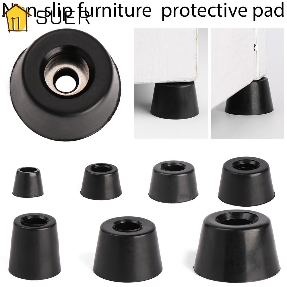 SUER 10 pcs Furniture Slip Feet Black Bed Table Rubber Shock Protection ...