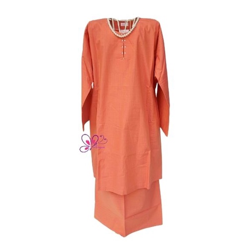 Sb Line Cotton Orange Children's Baju Kurung (9-10y) | Shopee Philippines