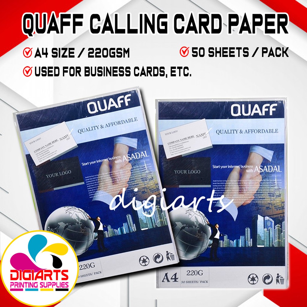 QUAFF CALLING CARD PAPER A4 SIZE 220GSM/ 250GSM 50 SHEETS | Shopee ...