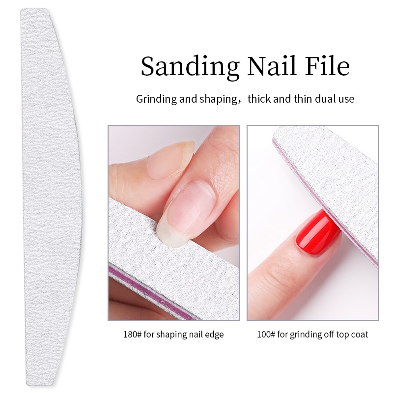 Grinding Sanding Nail File Buffing Half-moon Shape Stick 100/180 ...