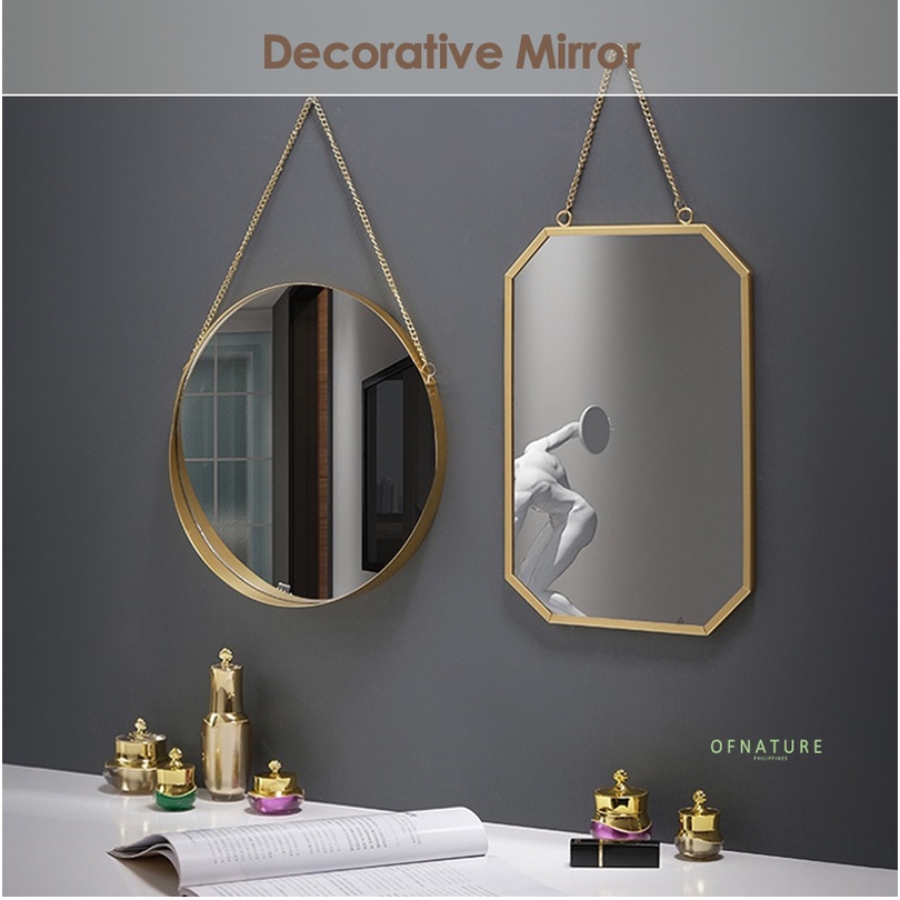OFNATURE Decorative Hanging Wall Mirror Metal Frame Mirrors Bathroom ...