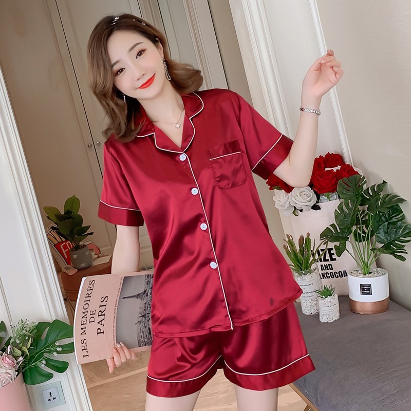 Korean Plain Silk terno sleepwear #TN1 | Shopee Philippines