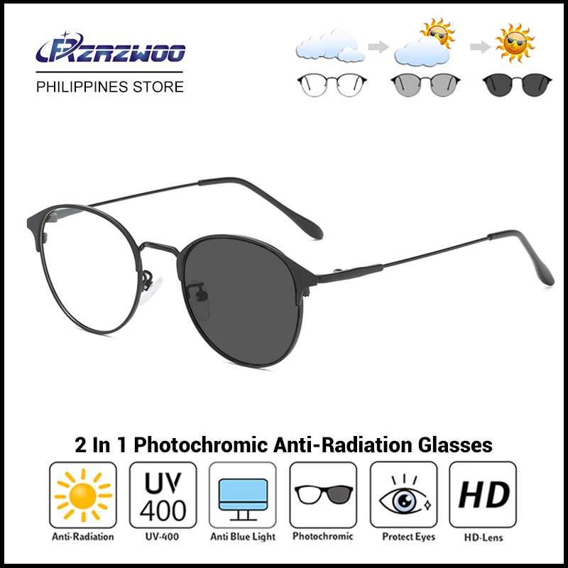 RZRZWOO Anti Radiation Eye Glasses for Women Men Photochromic Glasses ...