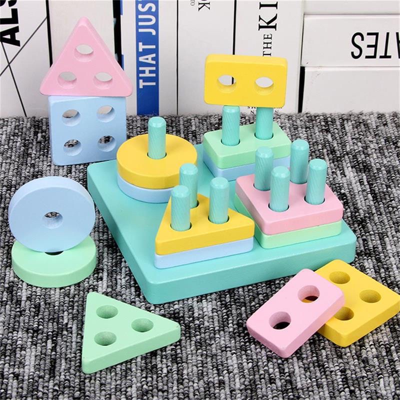 Geometric shapes paired four column shape for children's toys | Shopee ...
