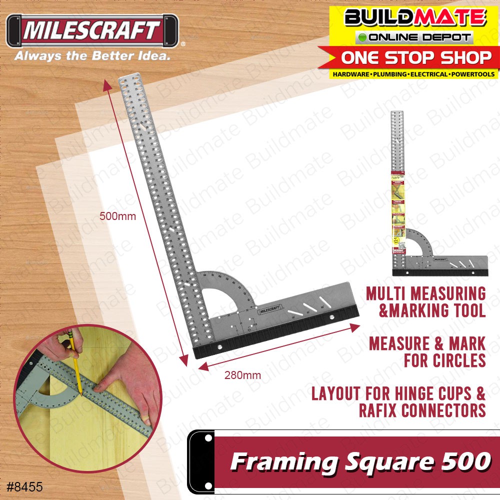MILESCRAFT Framing Square 500mm #8455 •BUILDMATE• | Shopee Philippines