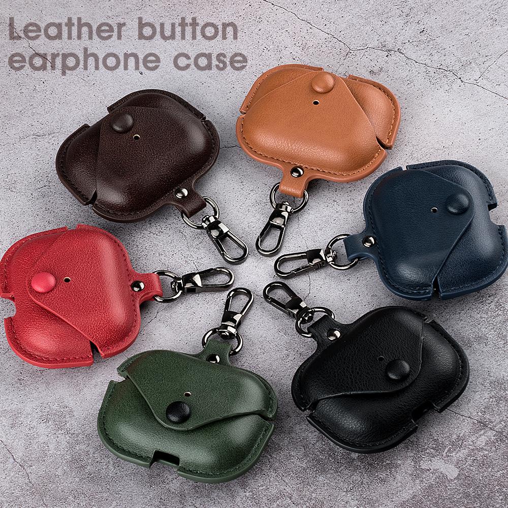 Leather Button Earphone Case For AirPods Pro 3 Luxucy Wireless Earphone ...